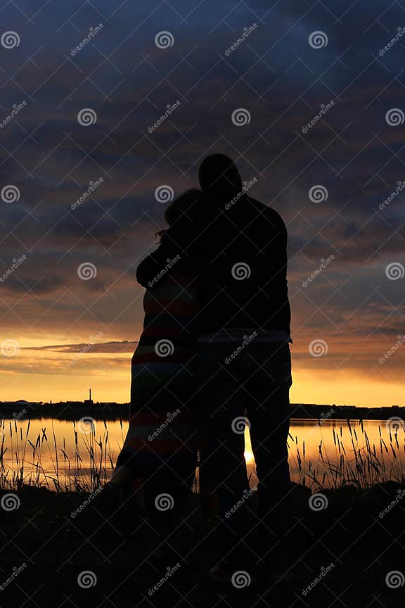 Lovers sunset stock image. Image of courting, silhoutte - 5968353