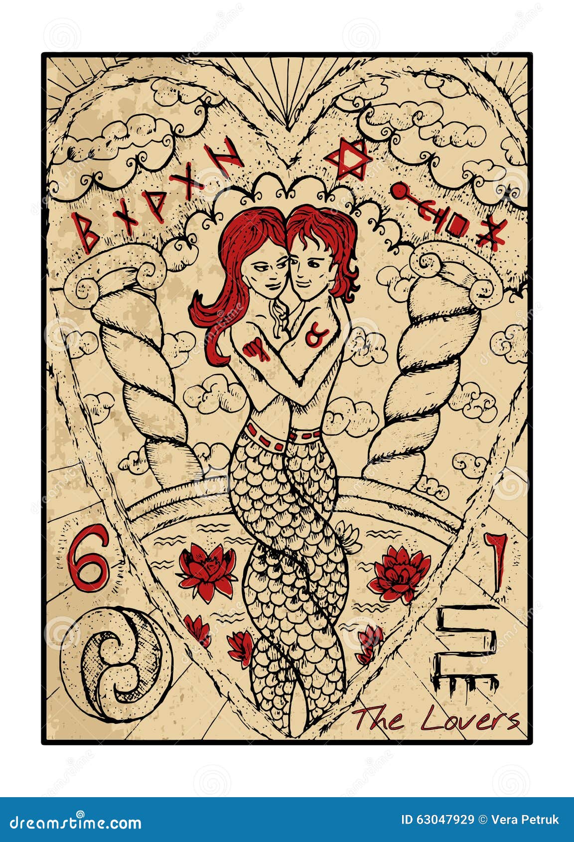 The Lovers The Tarot Card Stock Vector Illustration Of Detailed