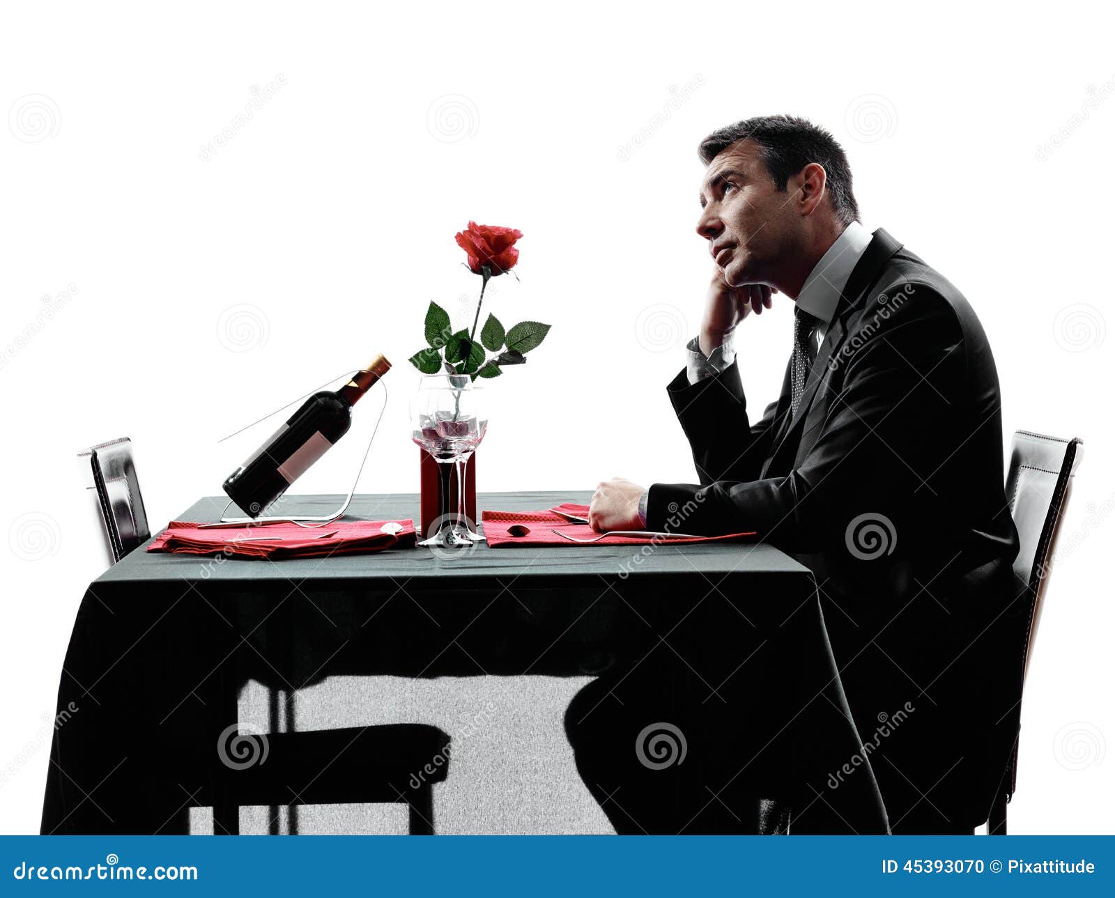 Lovers Waiting for Dinner Silhouettes Stock Photo - Image of lovers ...