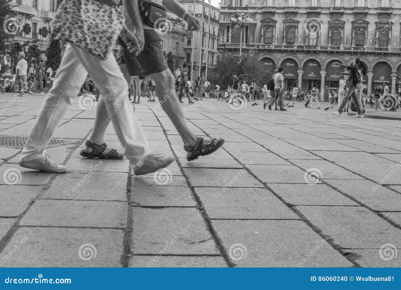Old Couple Walking Holding Hands Walking Throug the Street of the City ...