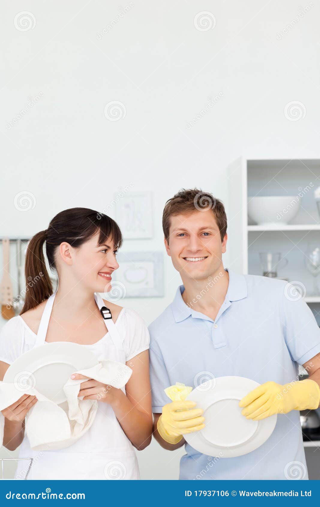 Lovers Washing Dishes Together Stock Photo - Image of husband ...