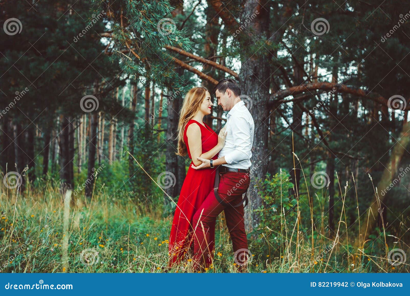 The Lovers are in the Woods Stock Photo - Image of outdoors, beautiful ...