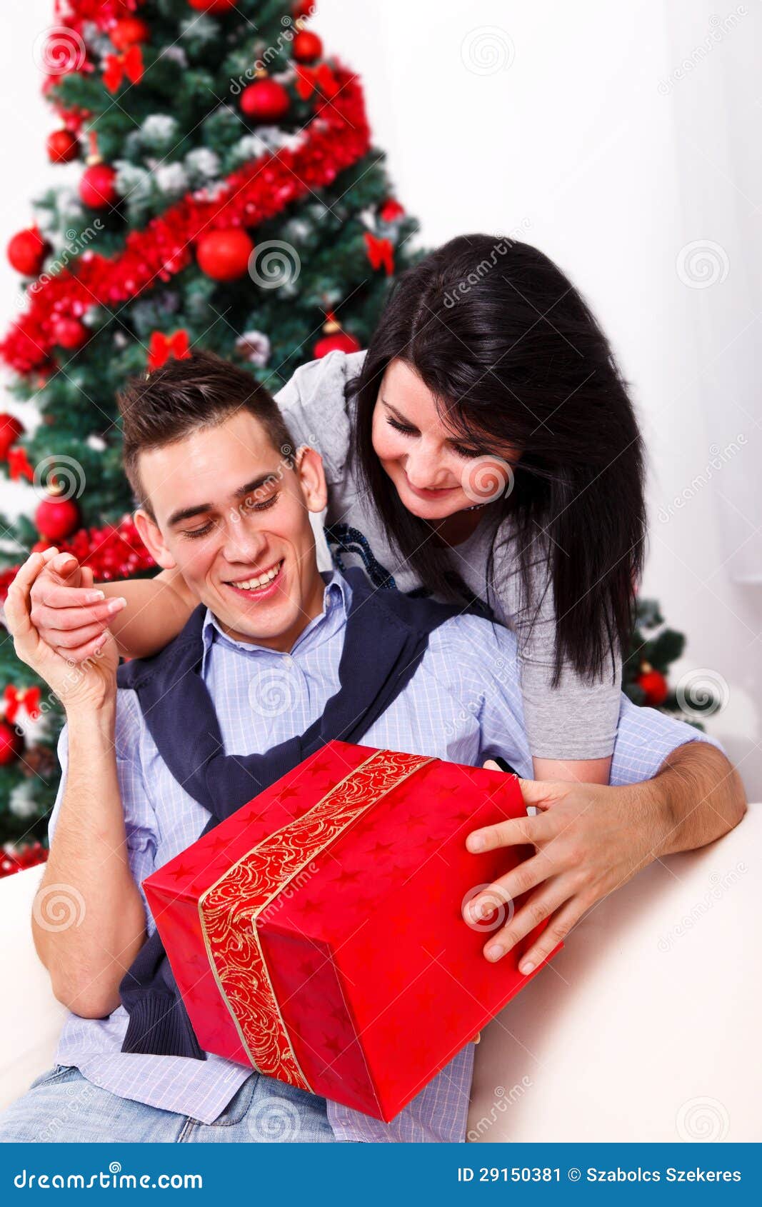 A loving Christmas couple stock image. Image of celebration - 29150381