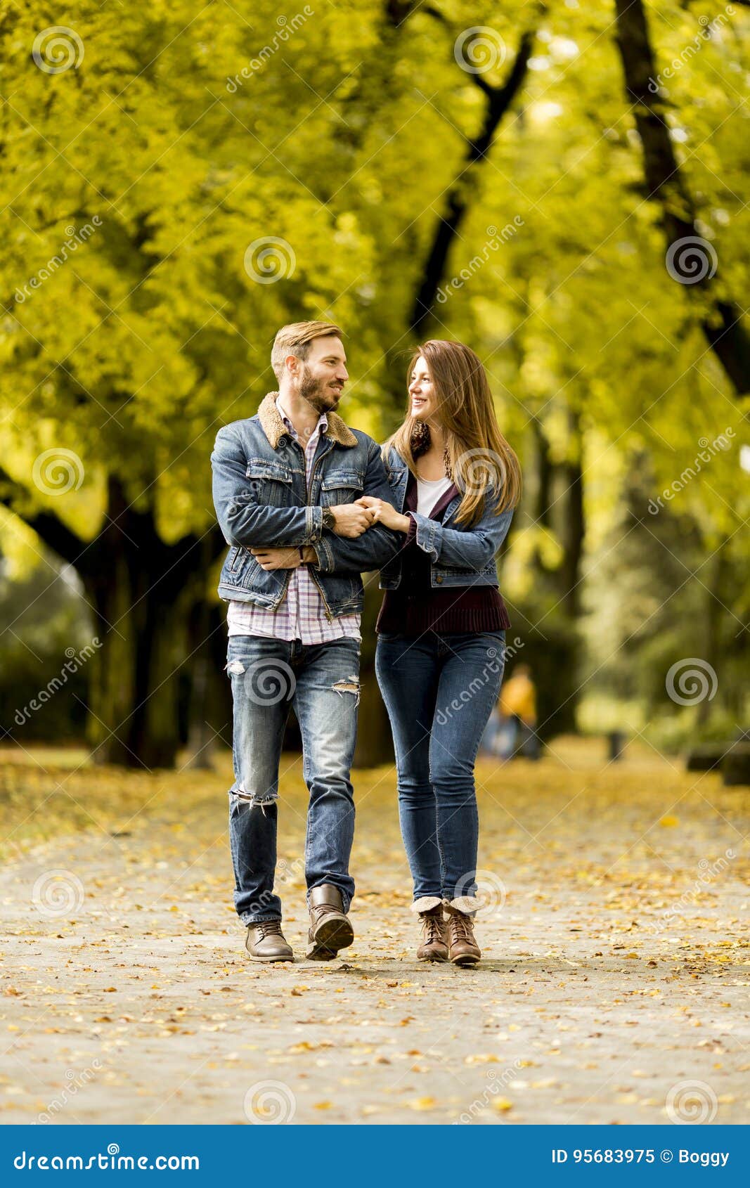 Loving Couple in Autumn Park Stock Image - Image of relationship, fall ...
