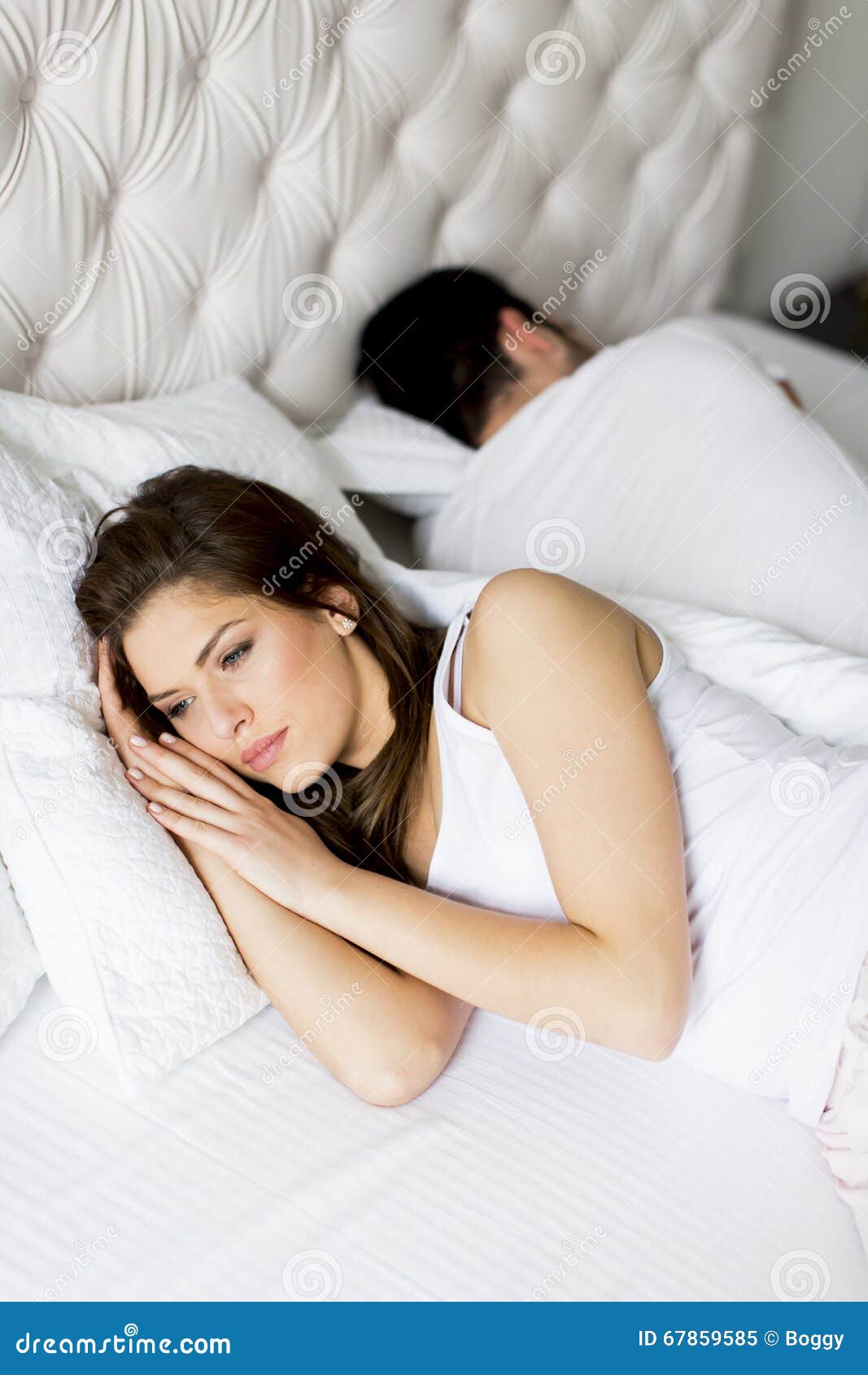 Loving couple in the bed stock image. Image of tranquil - 67859585