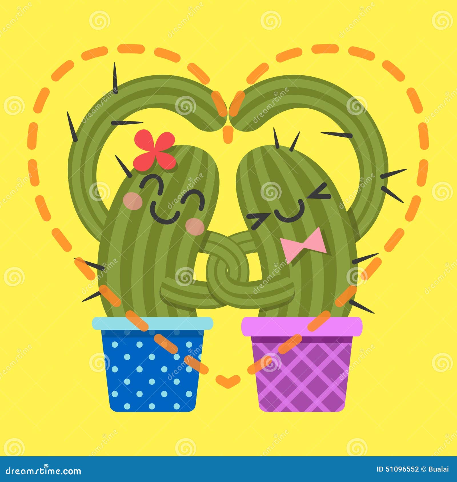 Loving Couple of Cactus Arm in Arm Stock Vector - Illustration of feel ...
