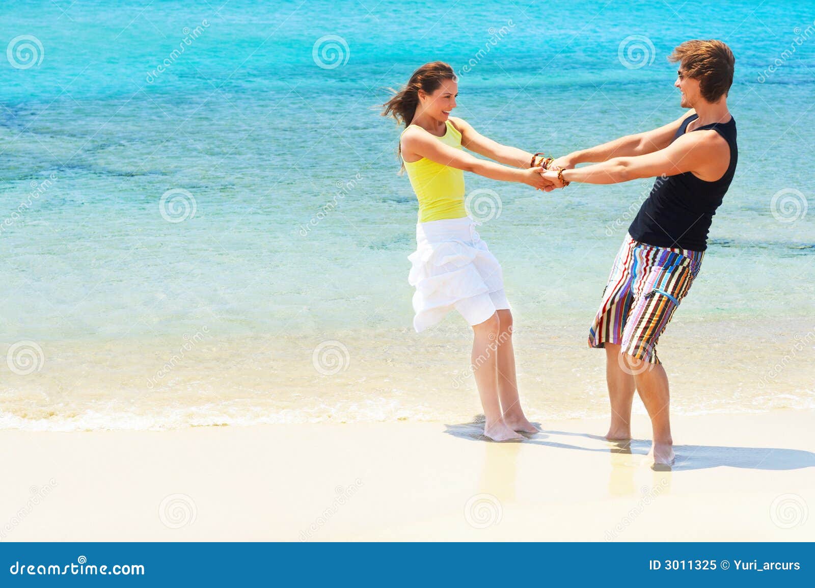 Loving Couple Dancing on Beach Stock Image - Image of outside, portrait ...