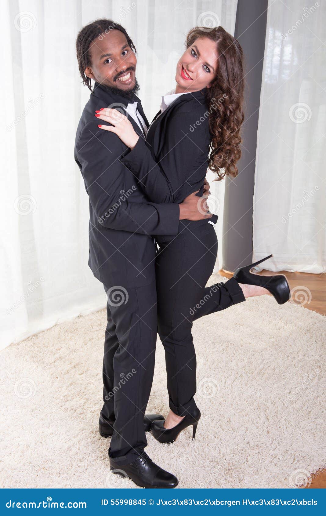 Loving Couple is Dancing on Carpet Stock Image - Image of girlfriend ...