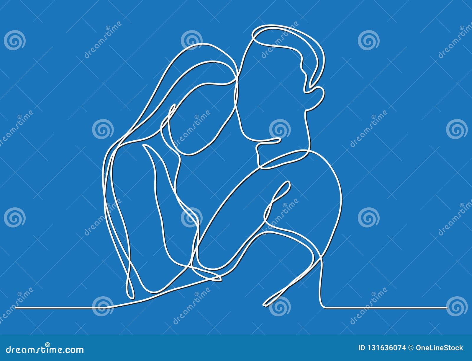 Loving Couple Embracing - Continuous Line Drawing Stock Vector ...