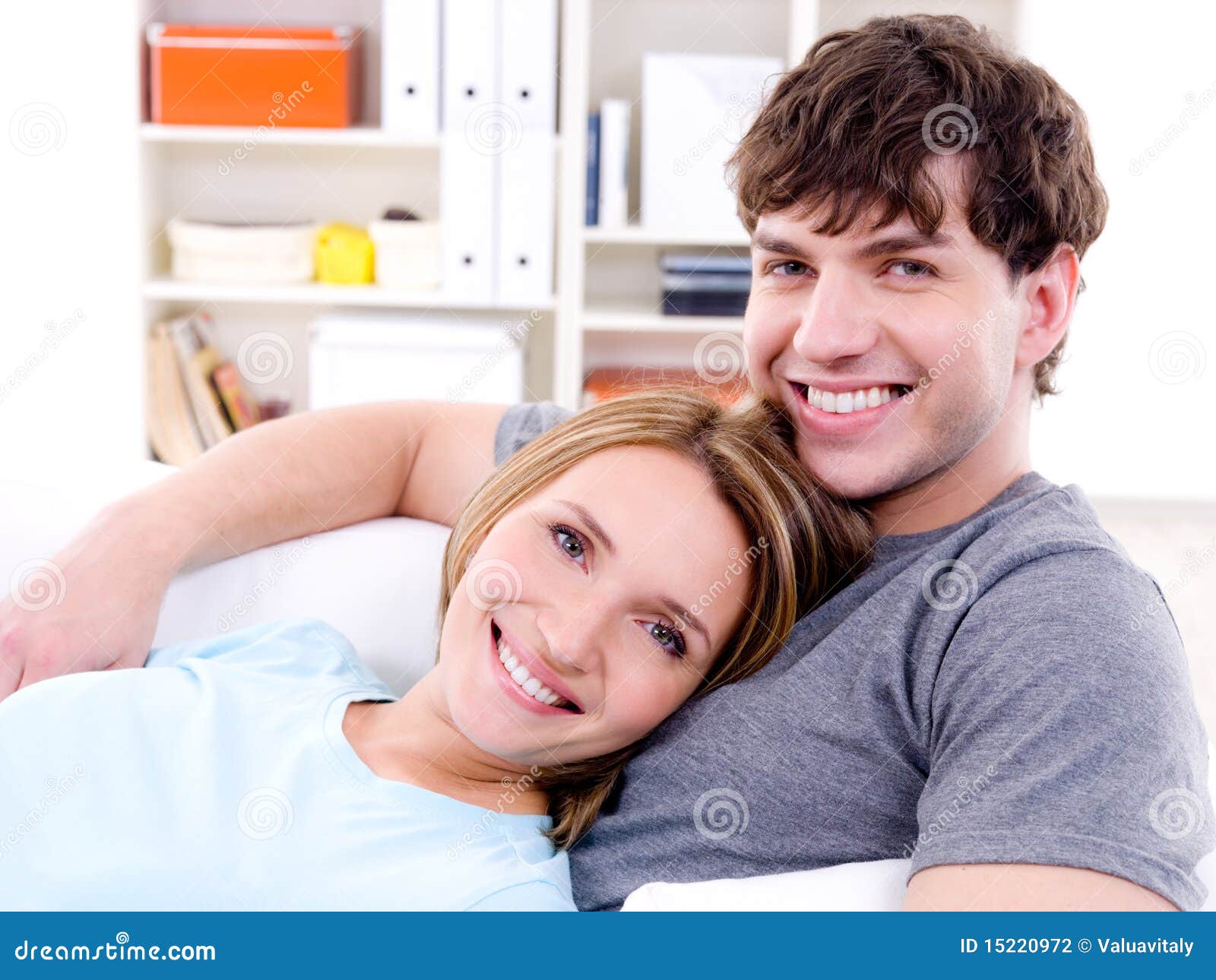 Loving Couple with Happy Smile Stock Photo - Image of portrait, love ...