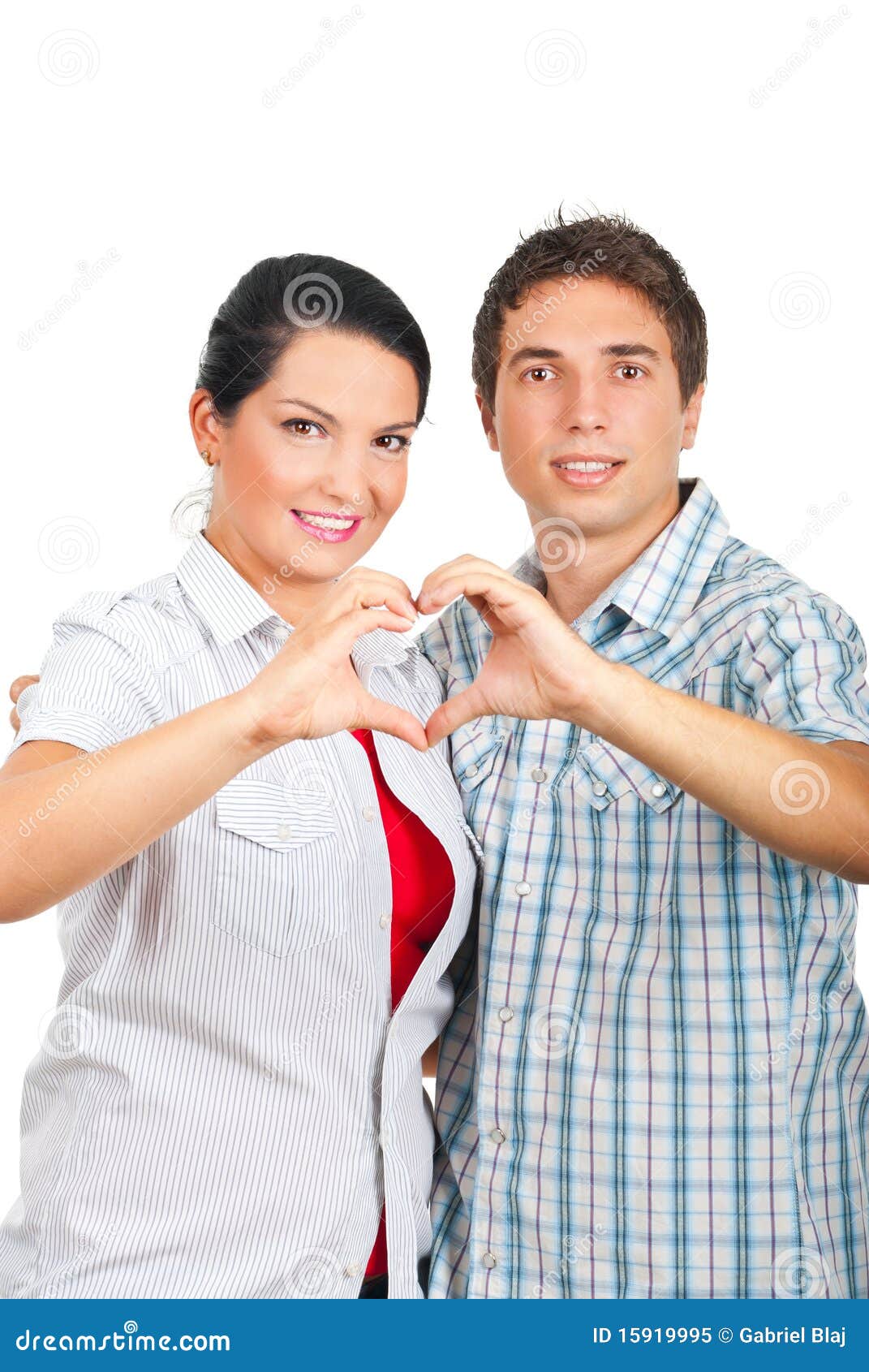 Loving Couple in a Hug Forming Heart Stock Image - Image of close, look ...