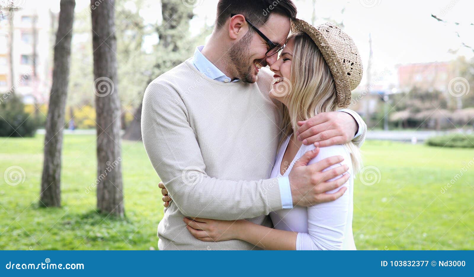Loving Couple Hugging in Park Stock Image - Image of lovers, girlfriend ...