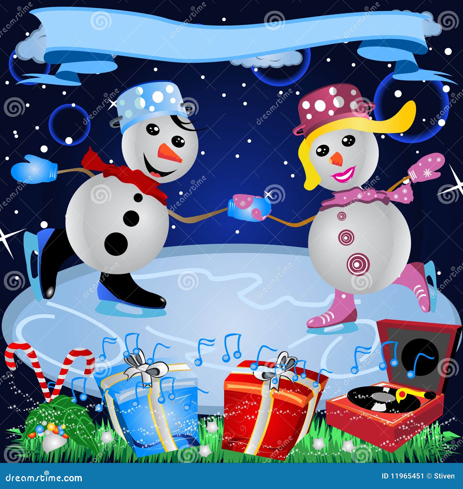 Loving Couple on Ice stock vector. Illustration of candy - 11965451