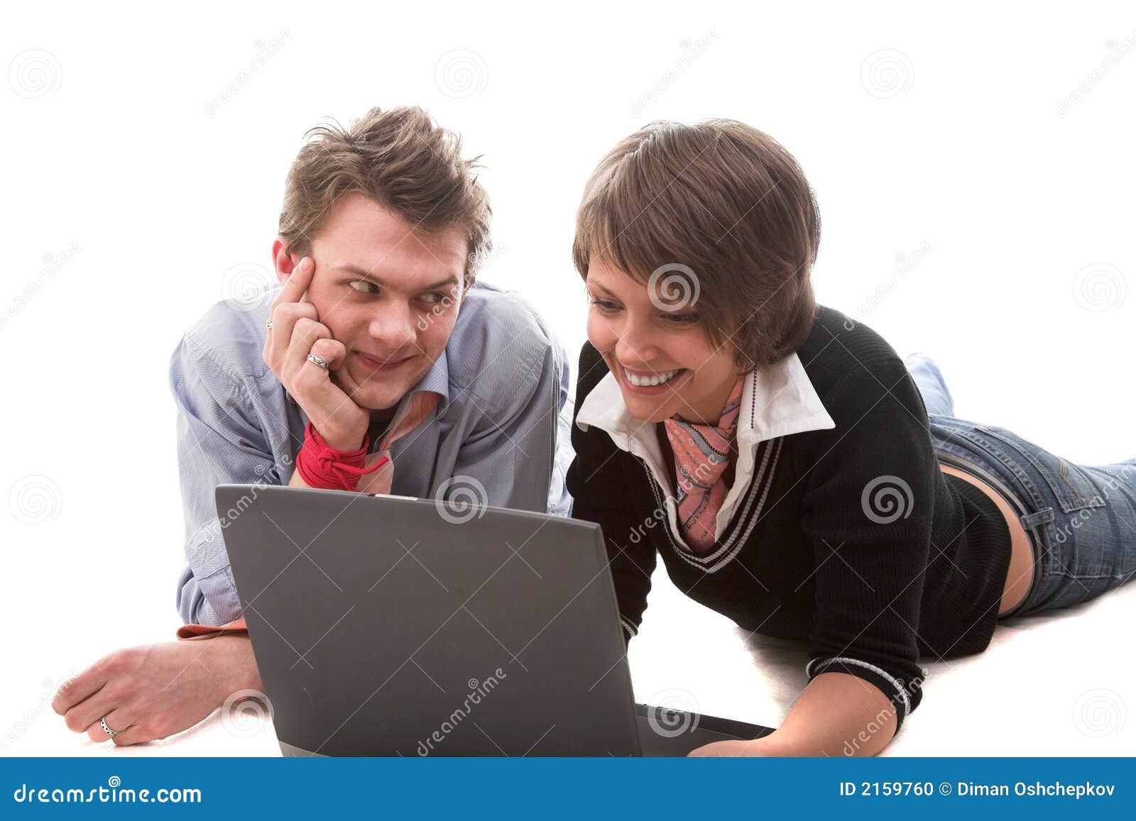 Loving Couple Near Notebook Stock Photo - Image of love, computer: 2159760