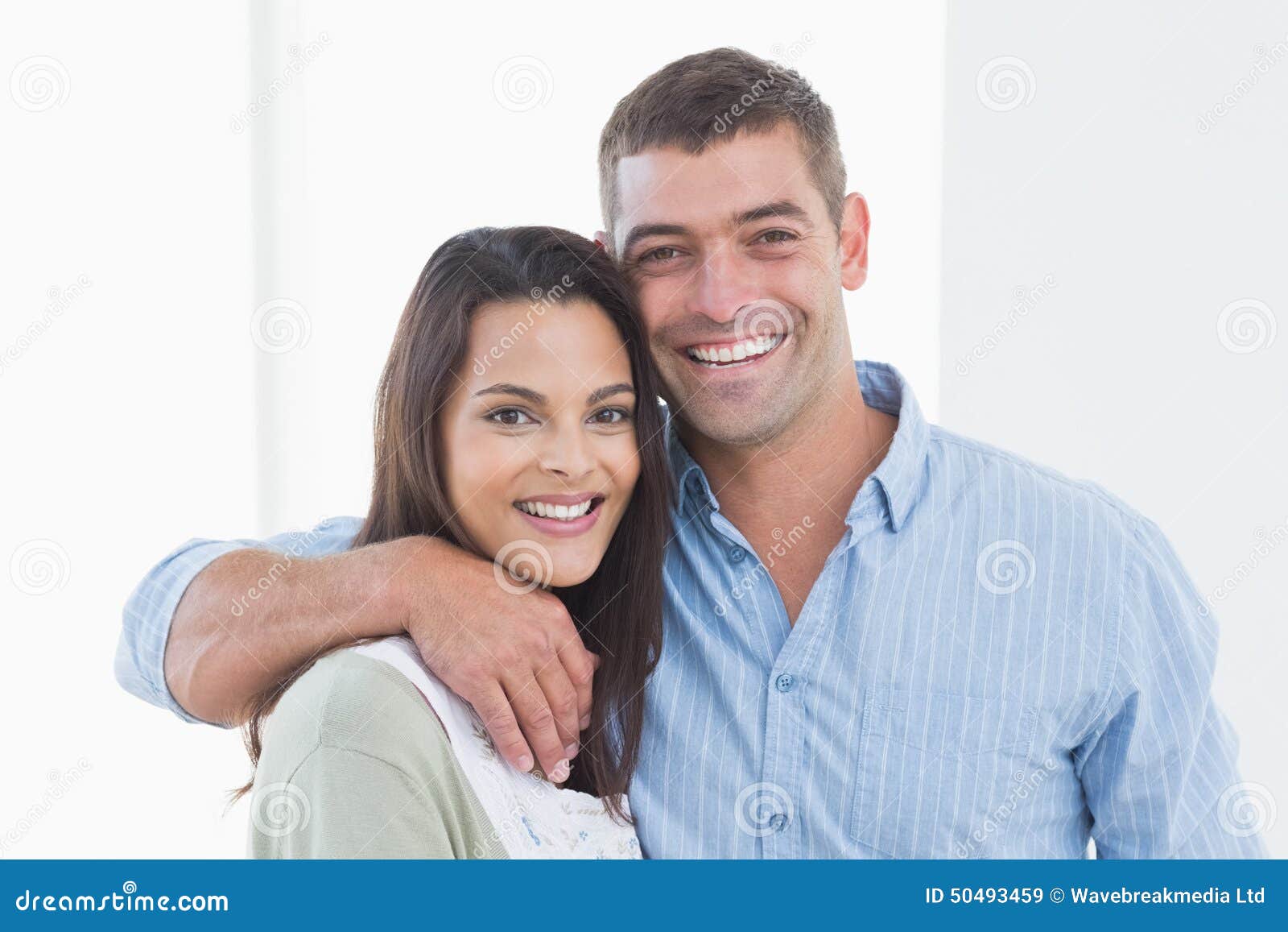 Loving Couple Smiling at Home Stock Image - Image of shoulders, people ...