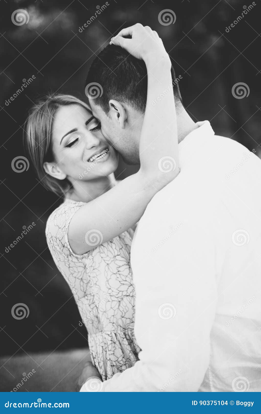 Loving Couple in the Spring Park Stock Photo - Image of happiness ...