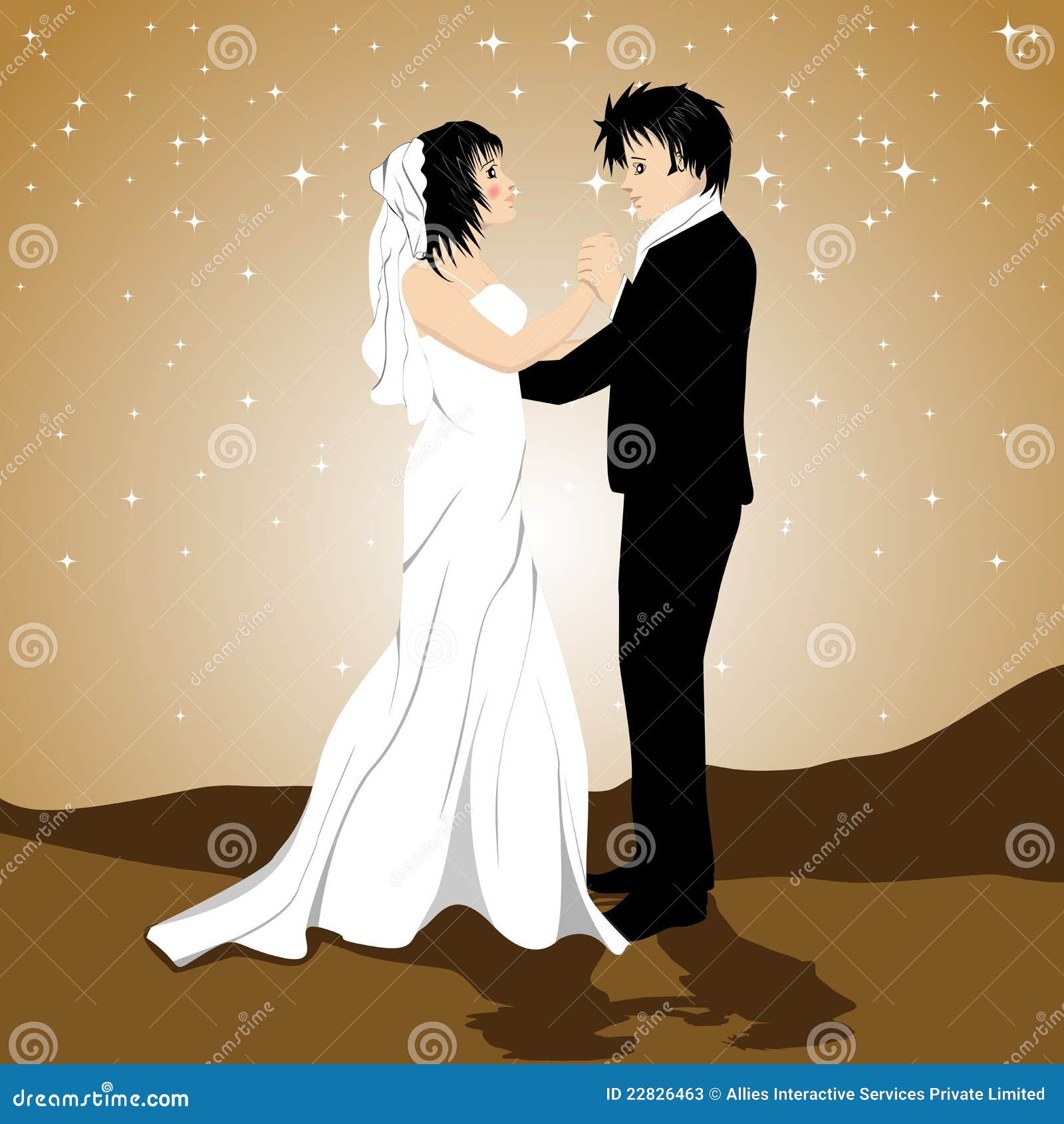 Loving Couple on Twinkle Star Background Stock Illustration ...
