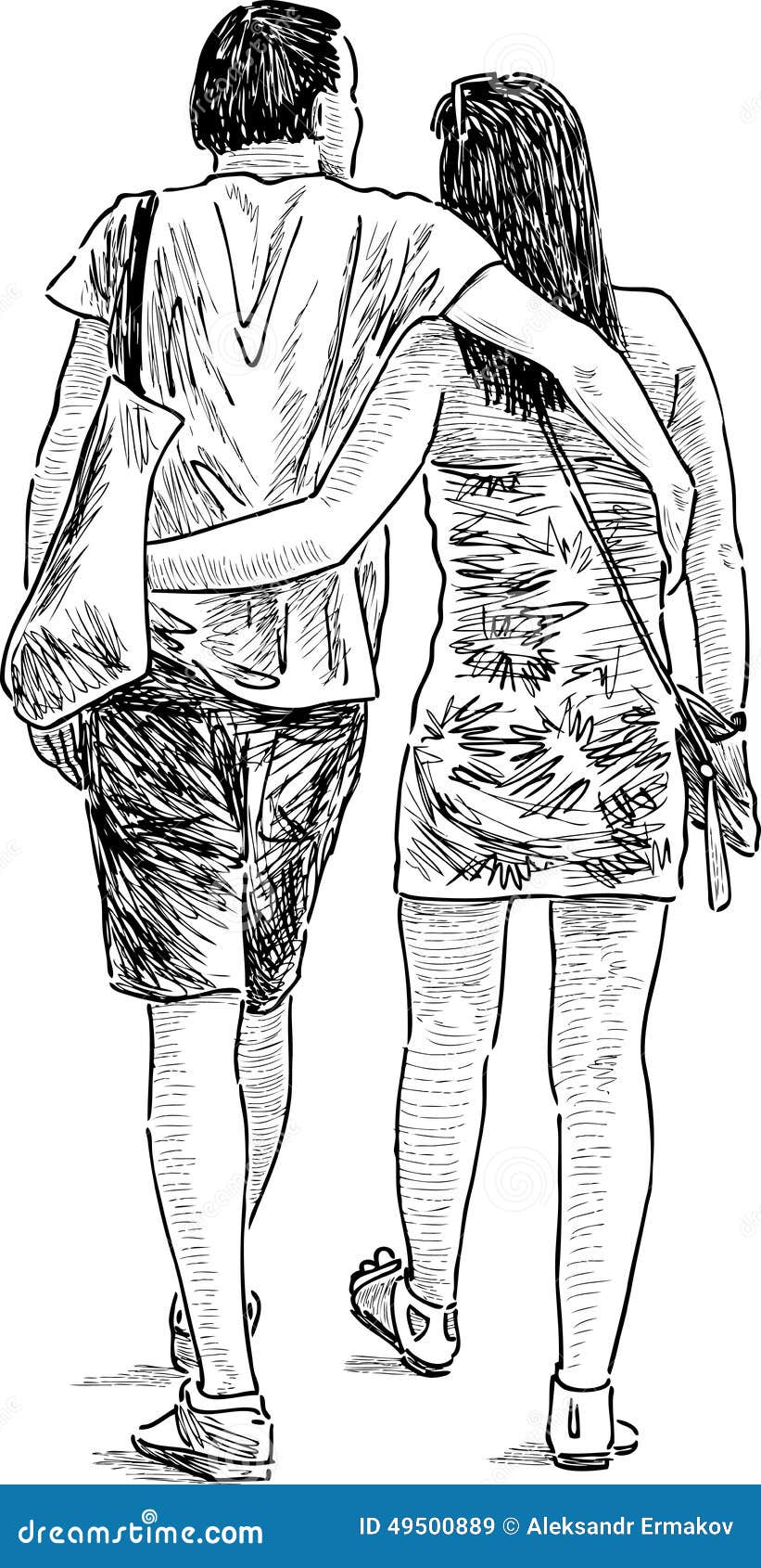 Loving couple on a walk stock vector. Illustration of woman - 49500889