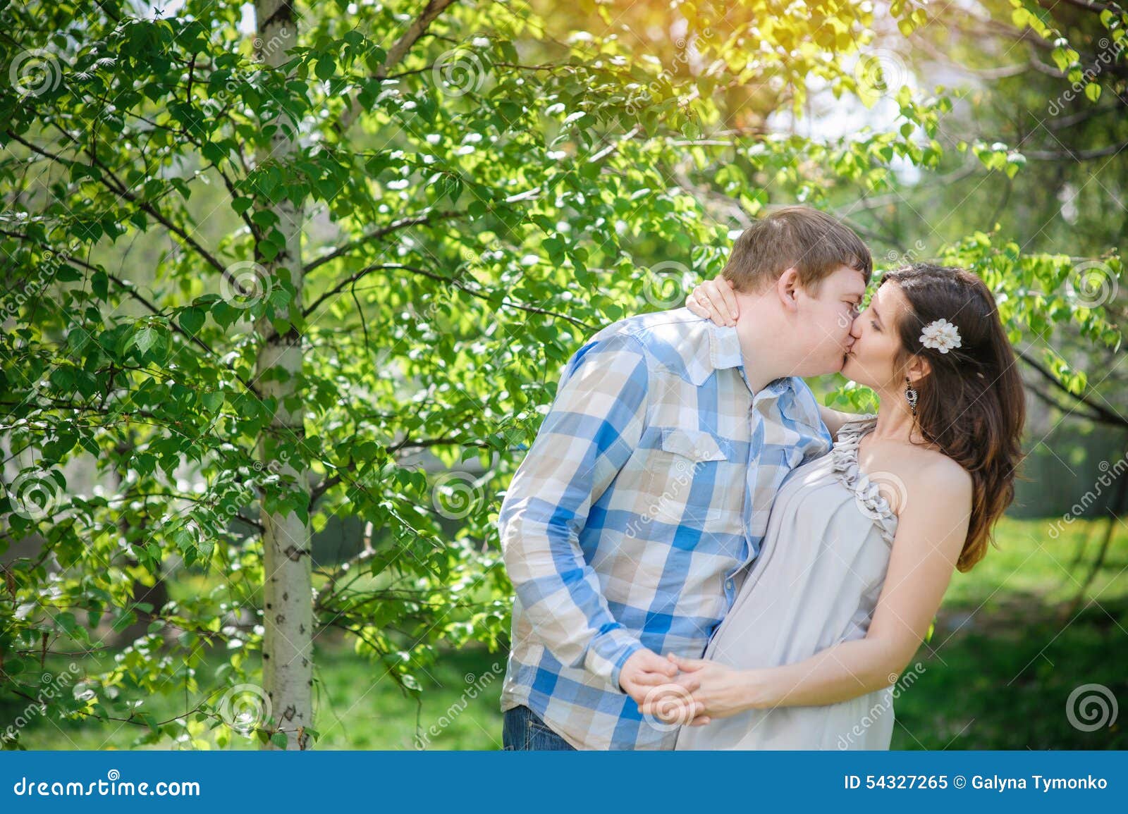 Loving Couple Walking in the Spring Park Stock Image - Image of ...
