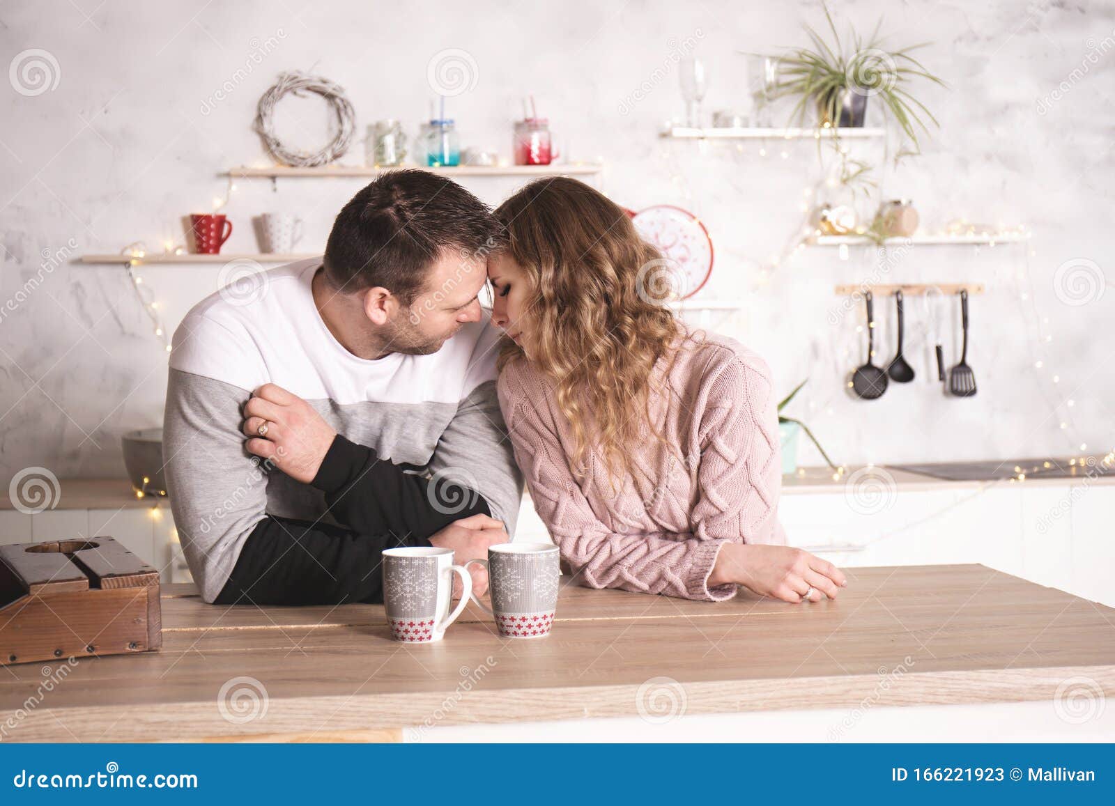 Romantic Couple in the Kitchen Stock Image - Image of people, happy ...