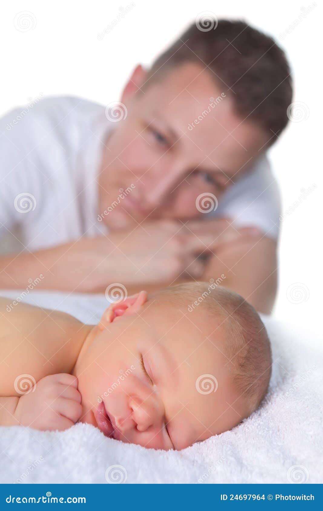 Loving Dad with Newborn Baby Stock Photo - Image of asleep, tiny: 24697964