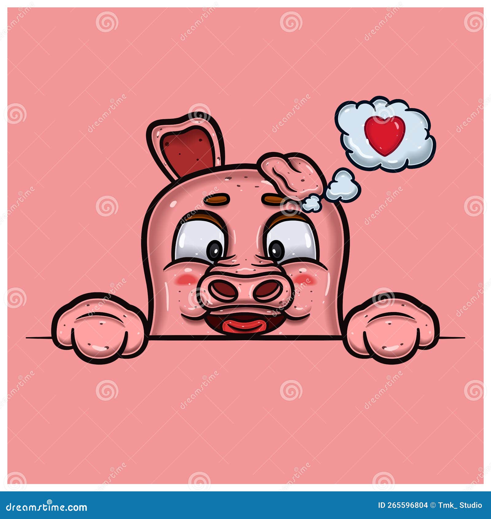 Loving Face Expression with Pig Cartoon. Stock Vector - Illustration of ...