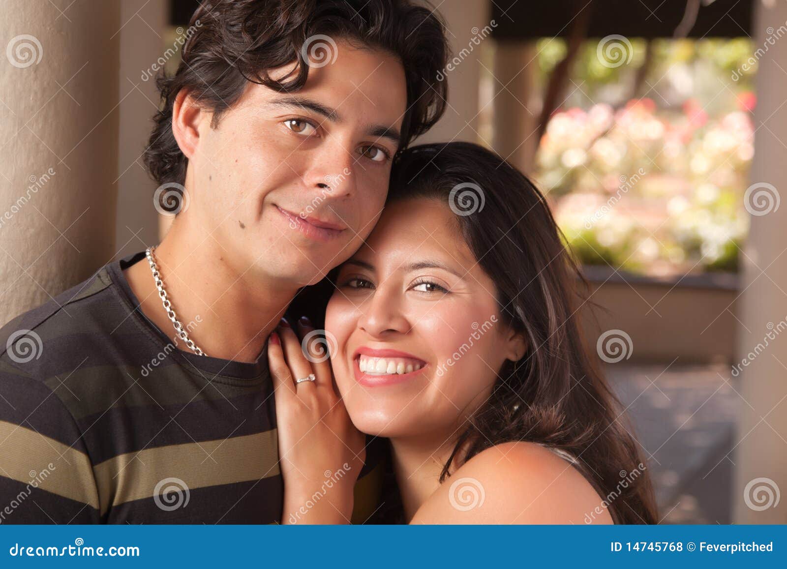 Loving Hispanic Couple Portrait Outdoors Stock Photo - Image of ethnic ...