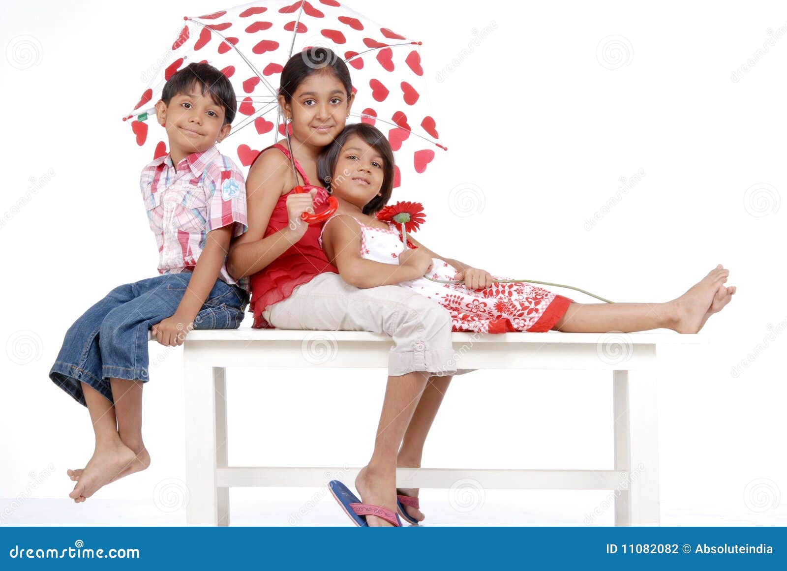 Loving Indian Twins with Elder Sister Stock Photo - Image of covering ...