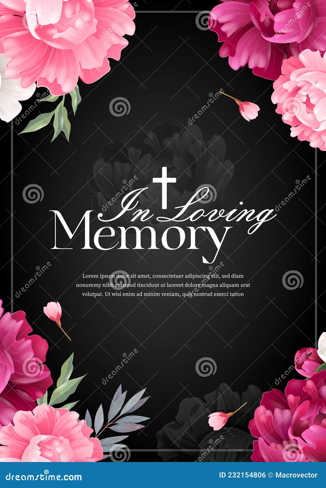 Mourning Card Standard Size With Photo Frame Isolated On Grey ...