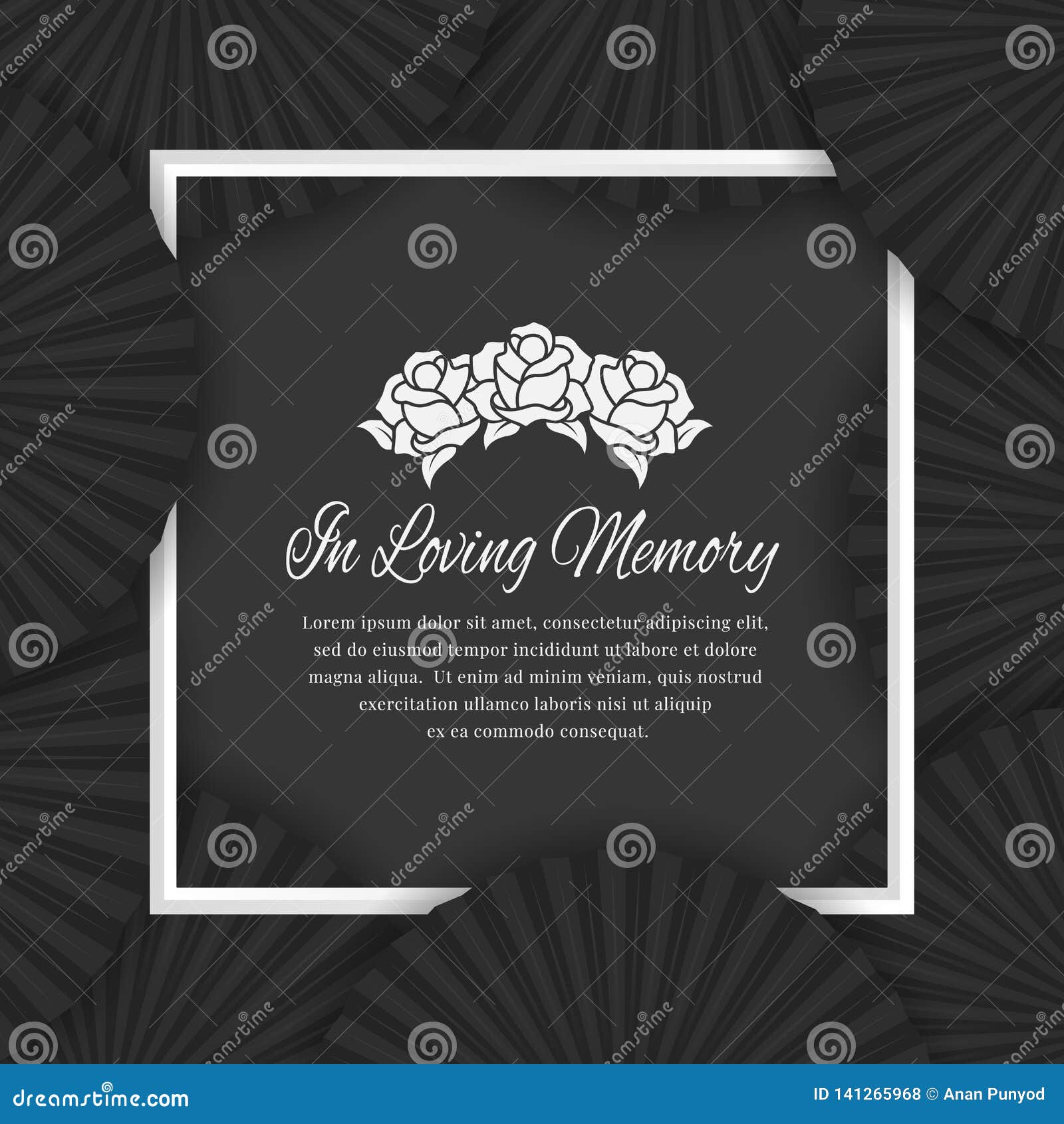 In Loving Memory Text In White Frame And Abstract Black Fan Layer ...