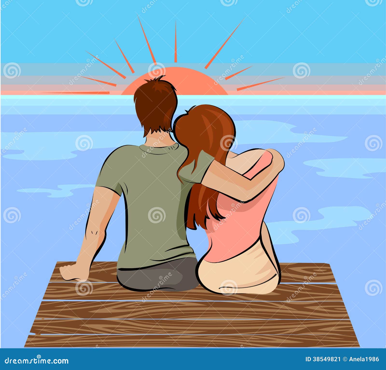 Loving Pair stock vector. Illustration of beach, landscape - 38549821