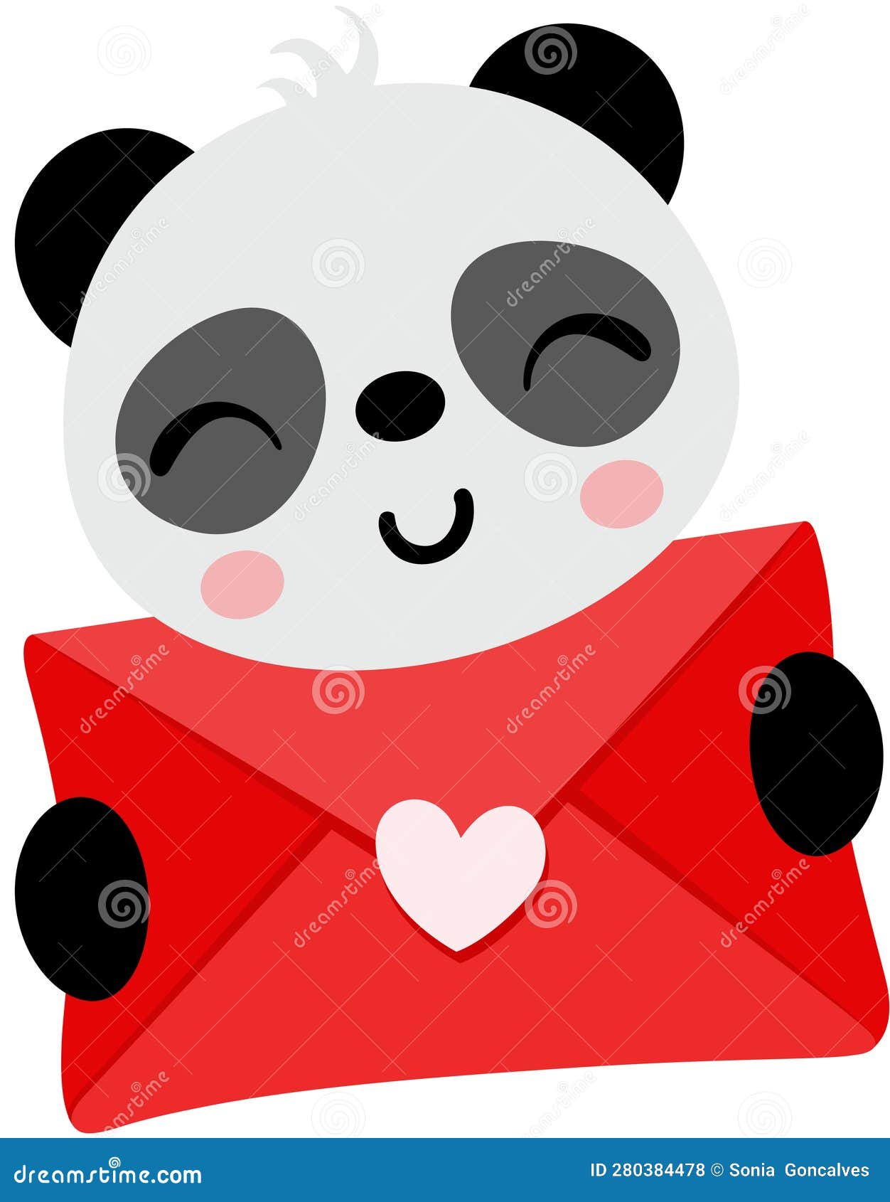 Loving Panda Holding a Valentine Letter Envelope Stock Vector ...