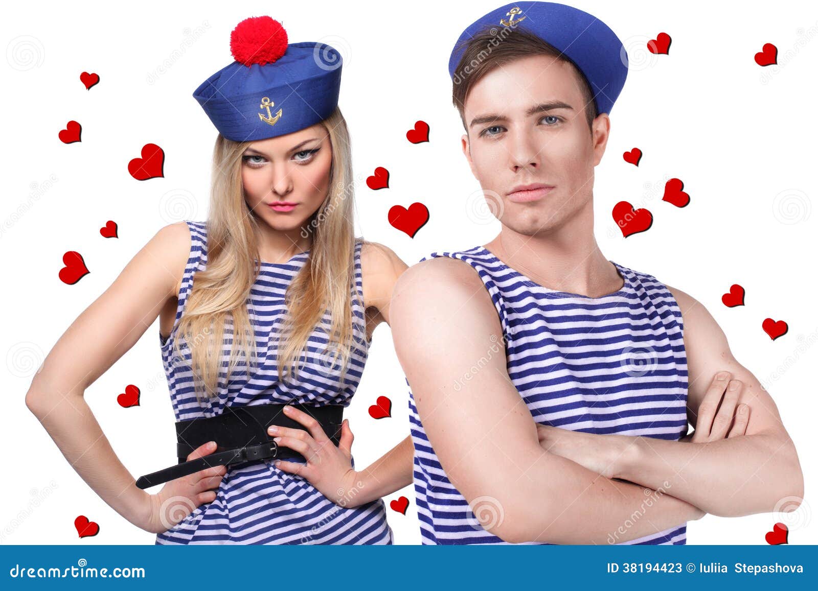 Loving sailor couple stock image. Image of isolated, attractive - 38194423