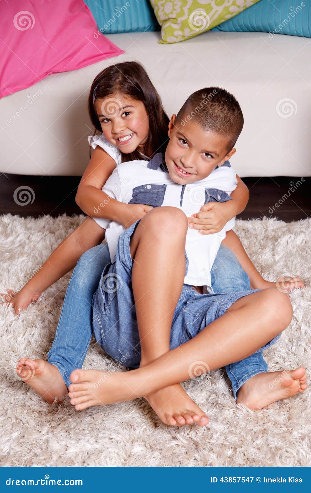 Loving Siblings Hug Each Other Stock Image - Image of child, lovely ...