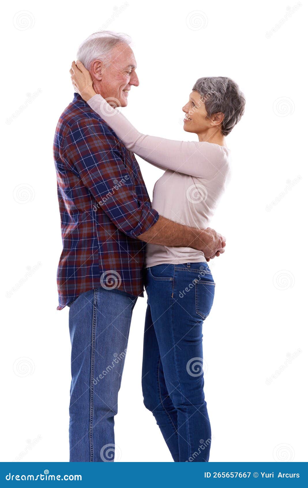 A Loving Stare. Studio Shot of an Affectionate Elderly Couple Isolated ...
