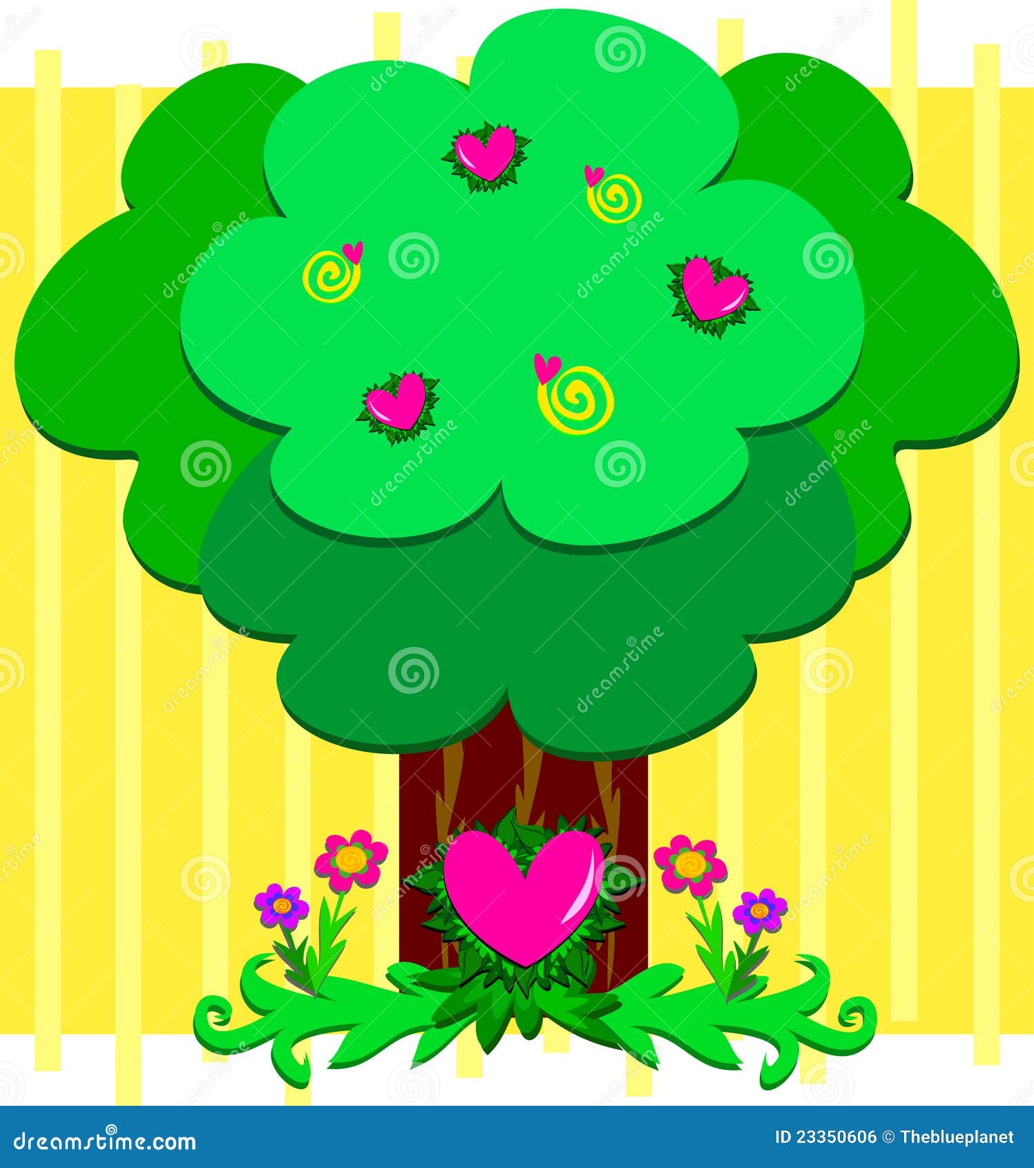 Loving Tree with Lots of Hearts Stock Vector - Illustration of trunk ...
