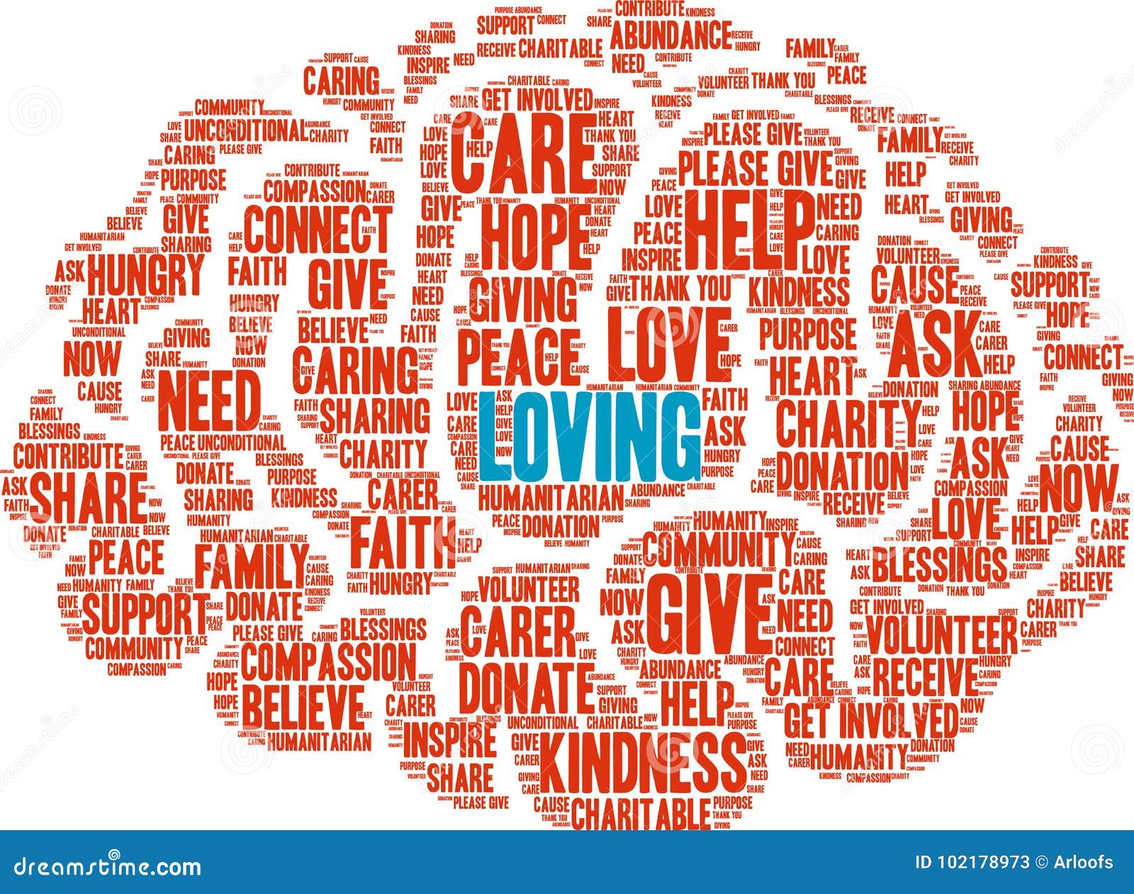 Loving Word Cloud stock illustration. Illustration of charity - 102178973
