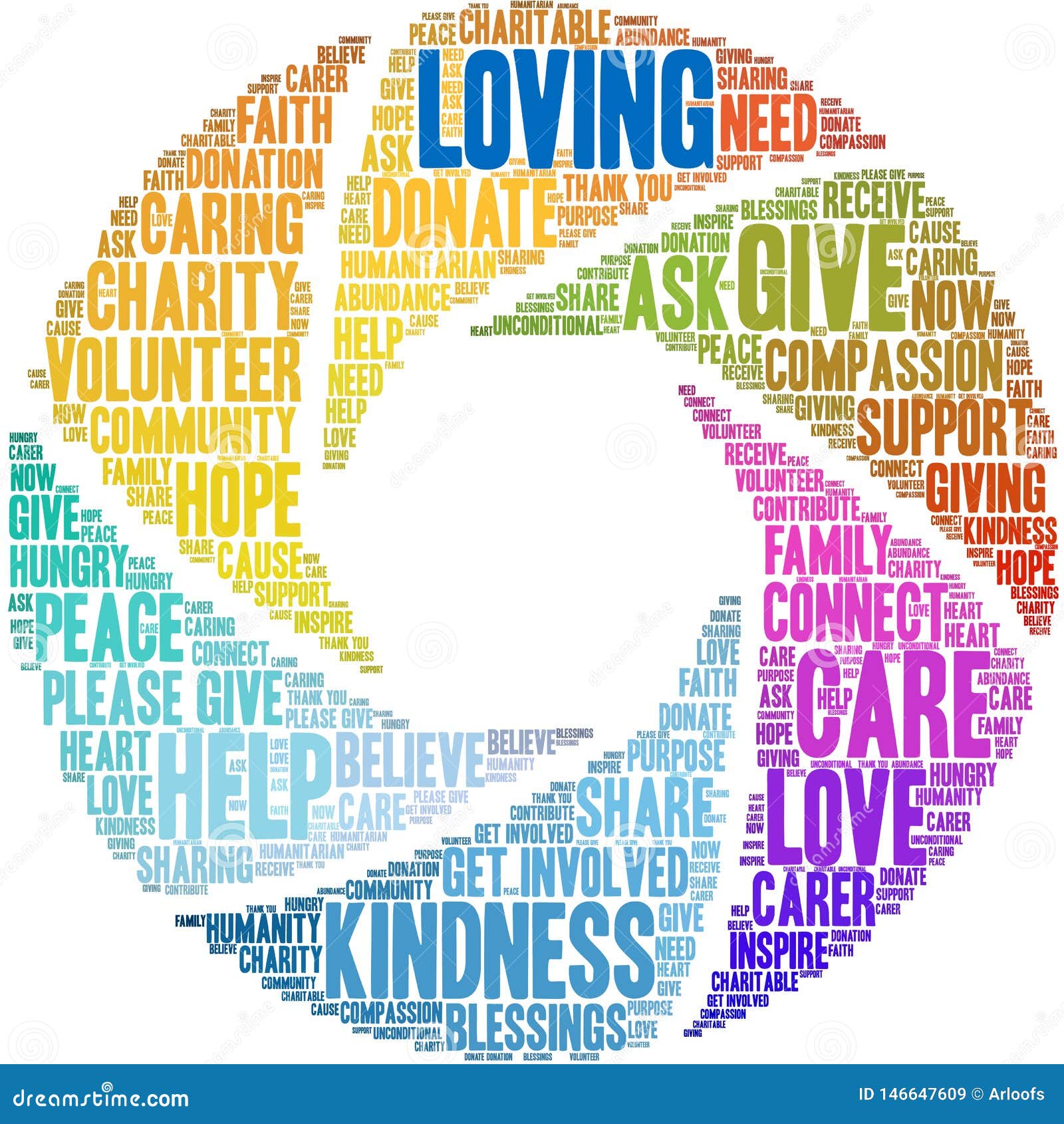 Loving Word Cloud stock vector. Illustration of donation - 146647609