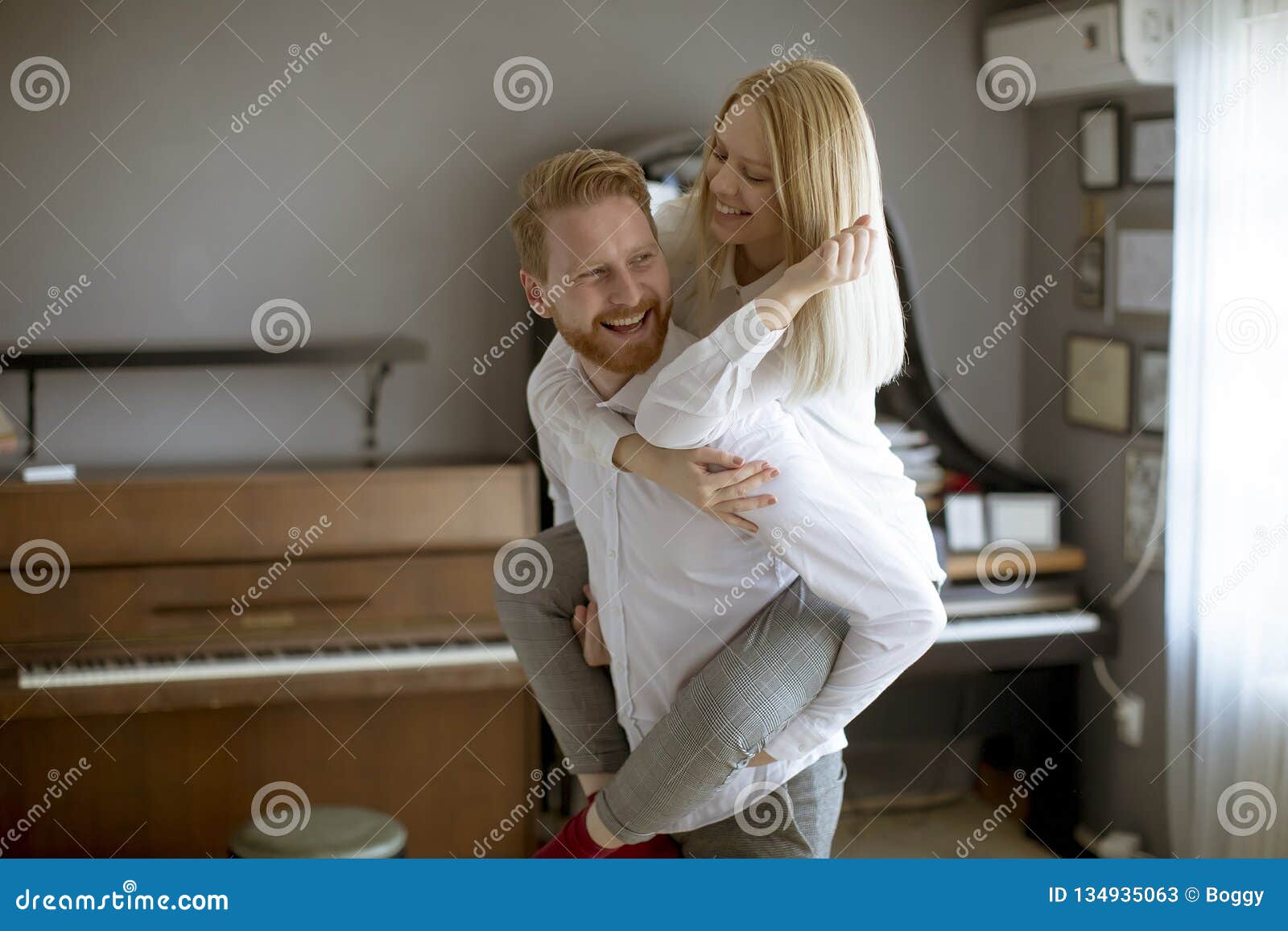 Loving Young Having Fun in the Room Stock Image - Image of adult, women ...