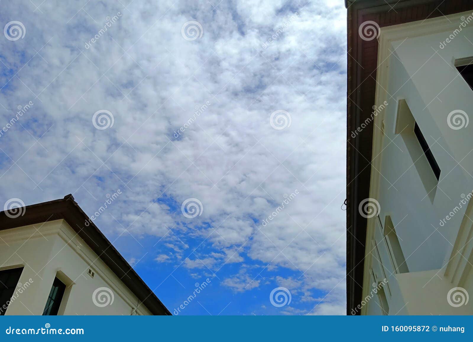 Low Angel View of White Cloud and Blue Sky Stock Photo - Image of sunny ...