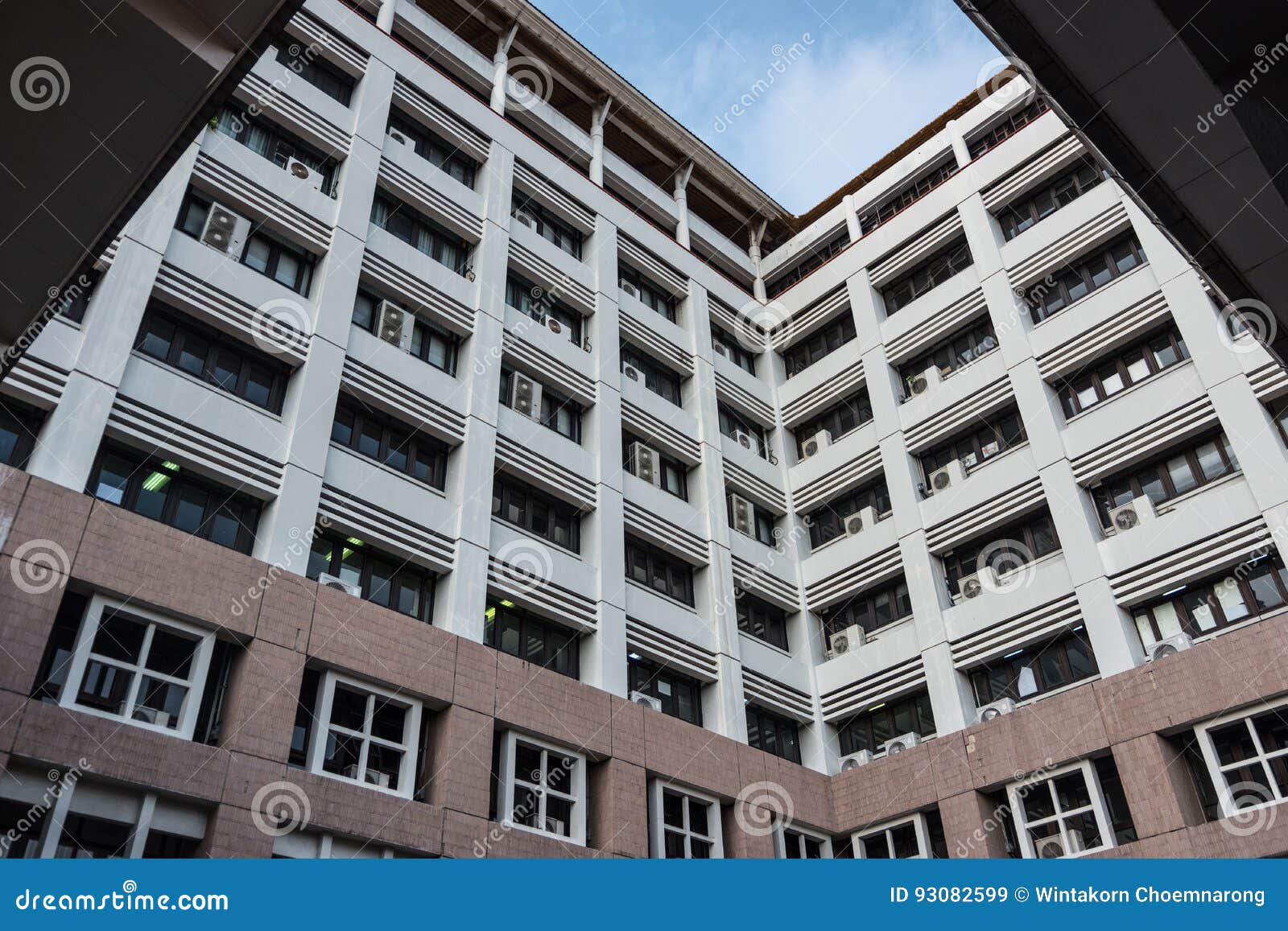 Low Angle Architectural Exterior View Of Luxury Low Rise Residential ...