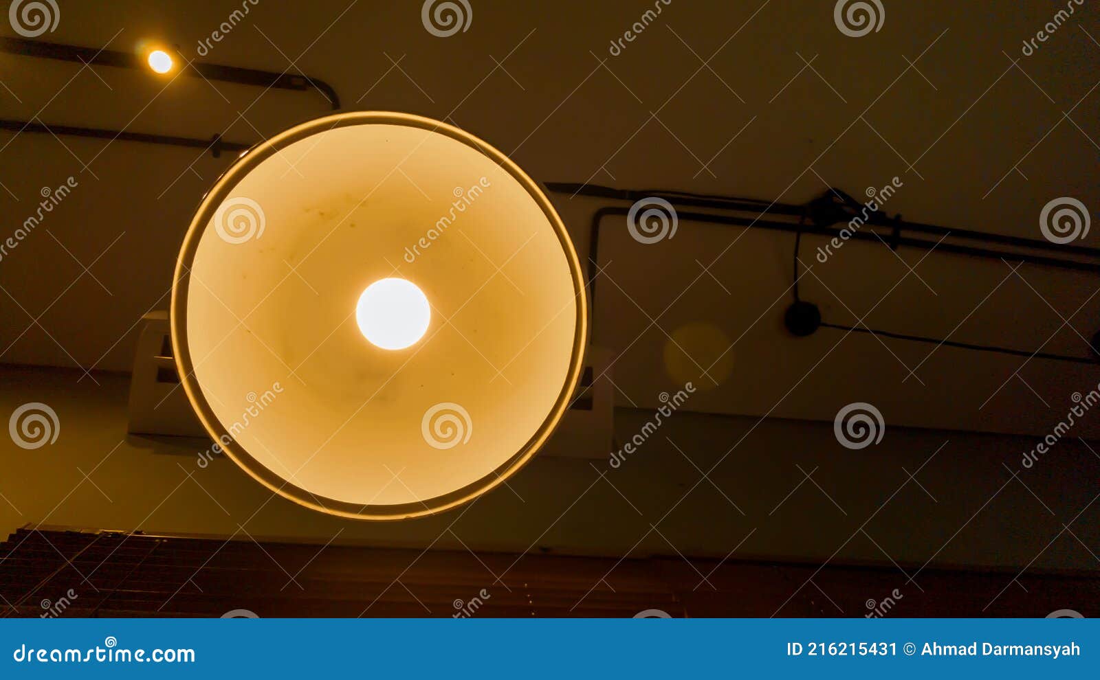 Low Angle Bottom View of Hanging Lamp in Cafe Room Stock Image - Image ...