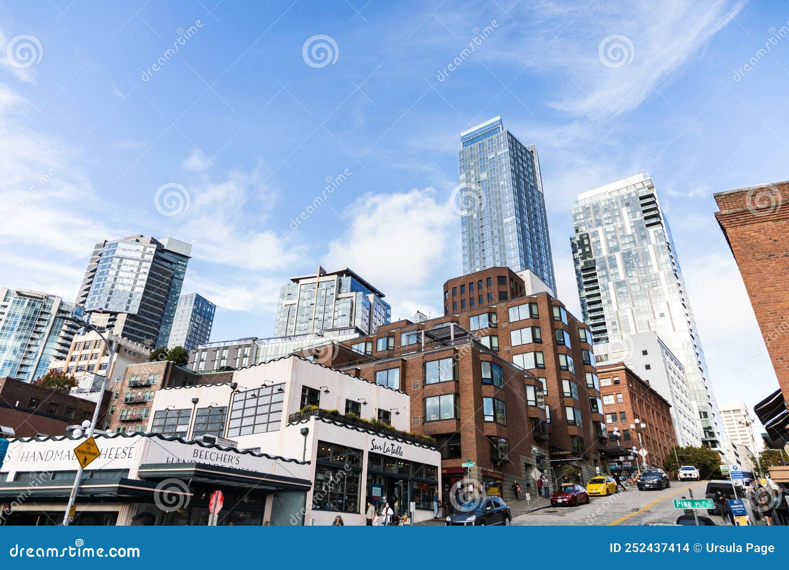 A Low Angle City View of Downtown Seattle Washington Editorial Stock ...