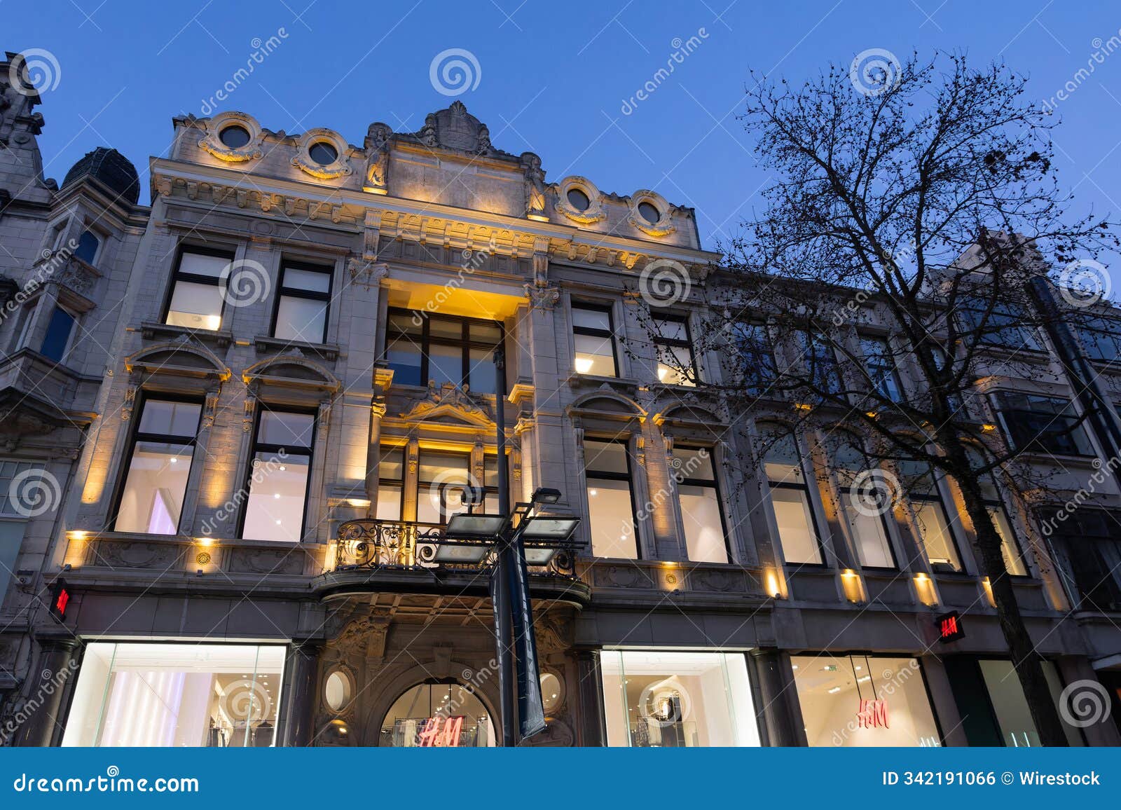 Low Angle of a Commercial Building Featuring Two Large Storefront ...