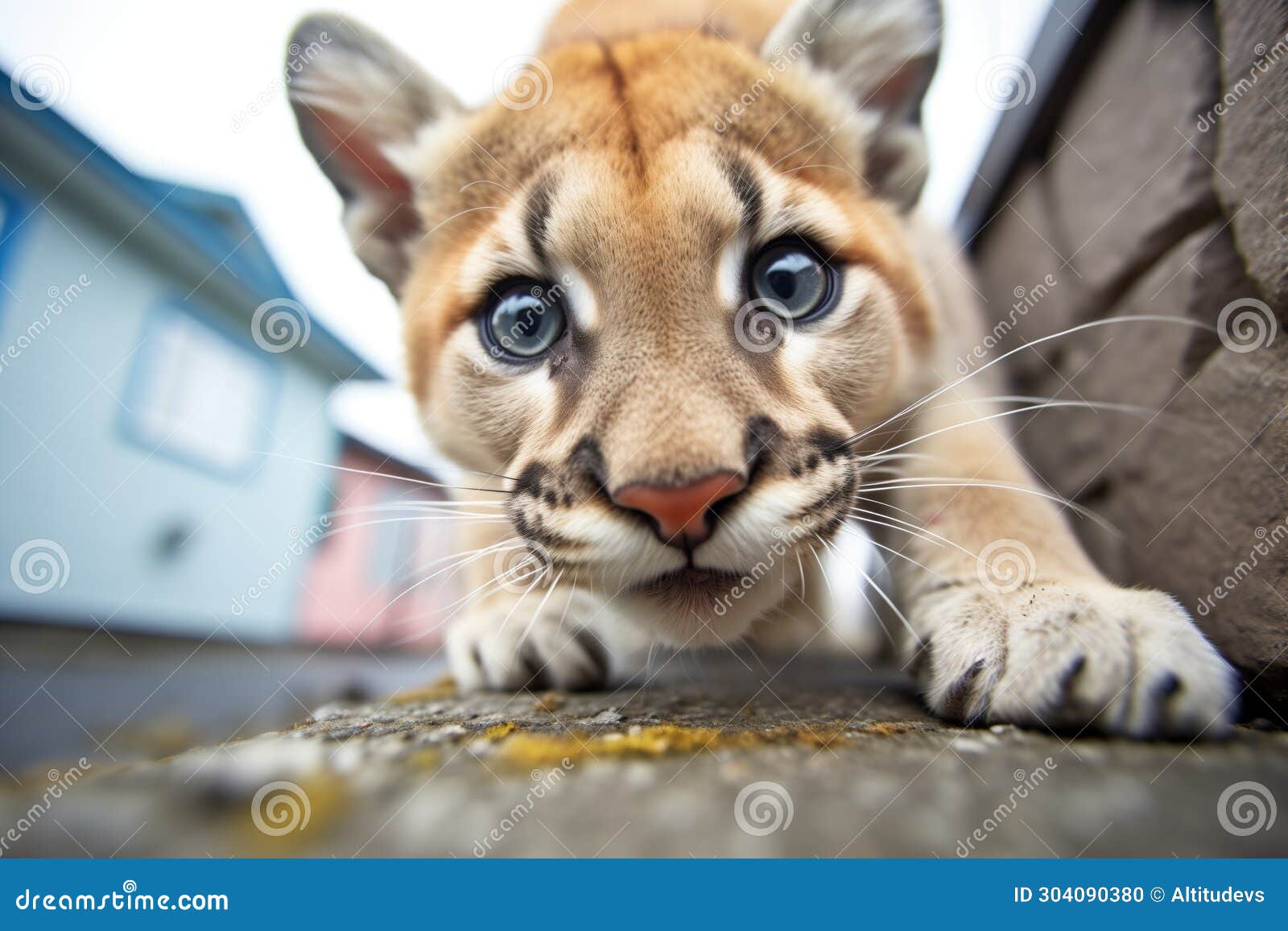 Low Angle of a Cougar Crouching Stock Photo - Image of generated ...