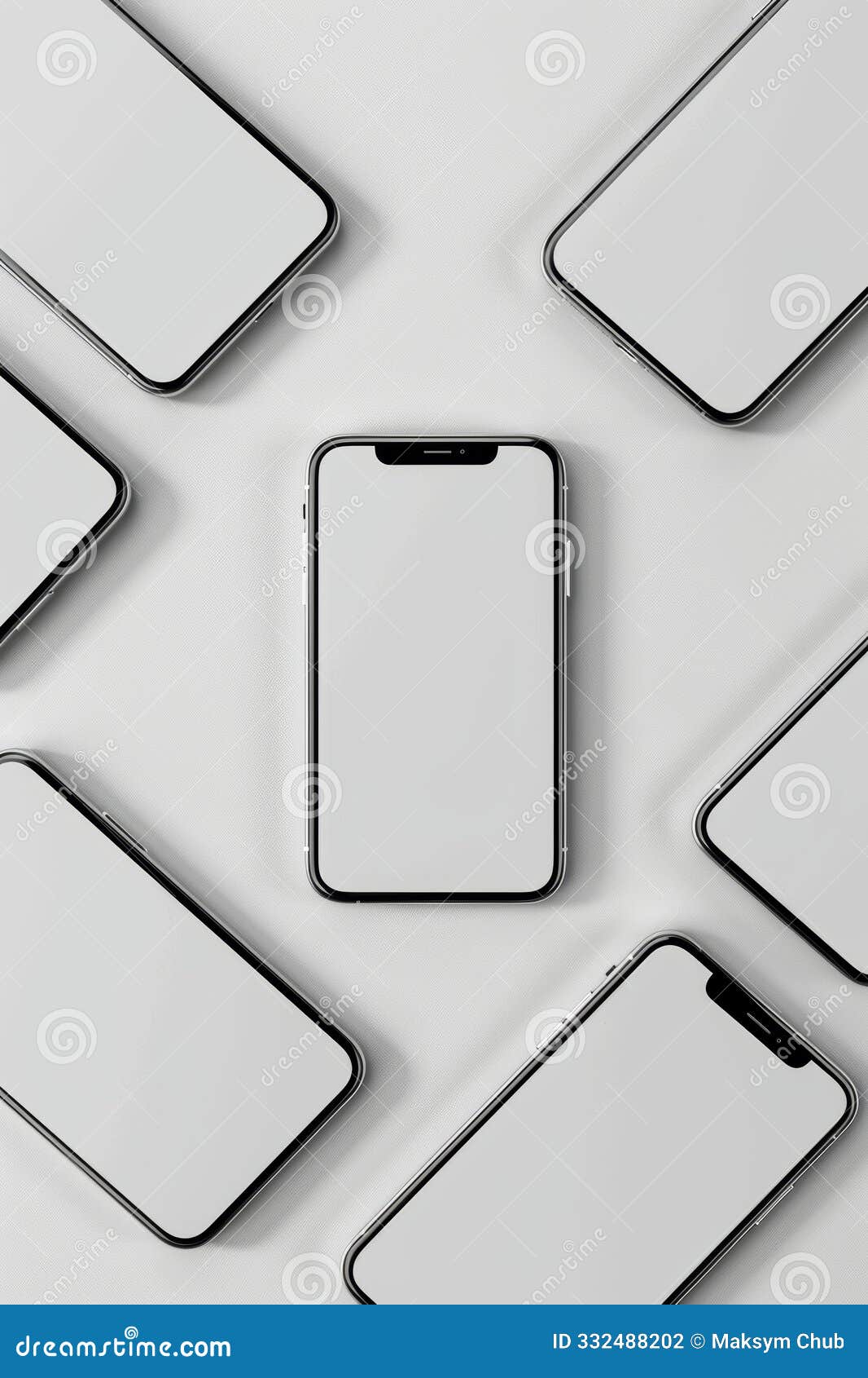 Low Angle 3d Render Showcasing Multiple Modern Phone Screens on a ...