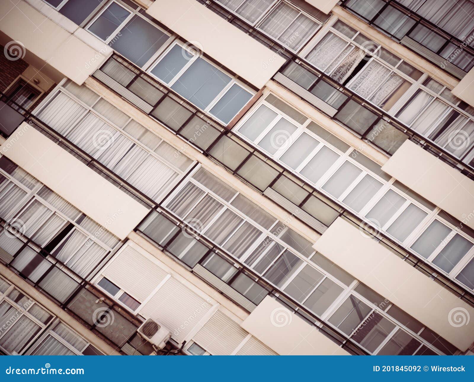 Low Angle Diagonal View of the Facade of a Residential Building Stock ...