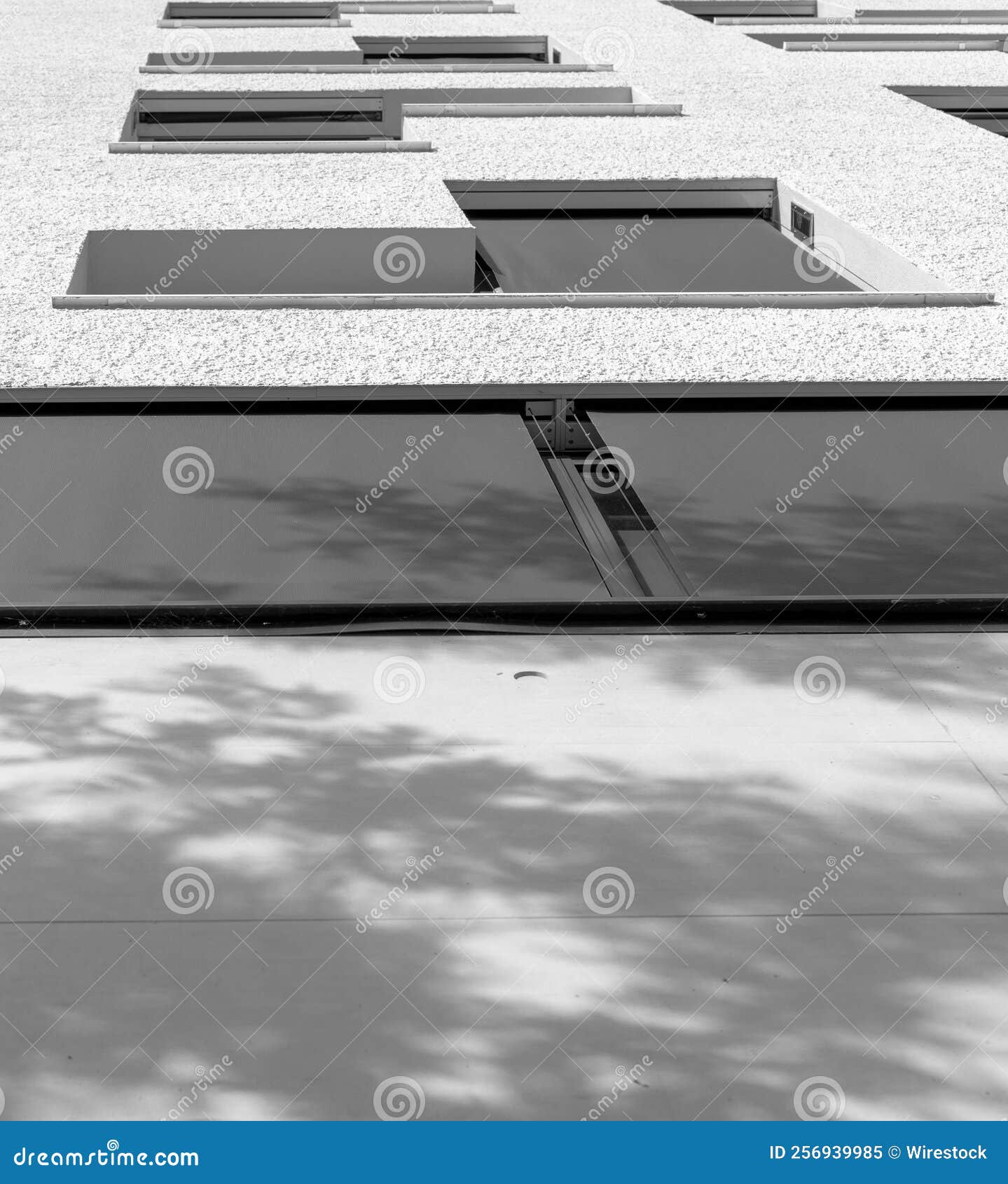 Low Angle Grayscale Shot of a Modern Building Design with Black Window ...