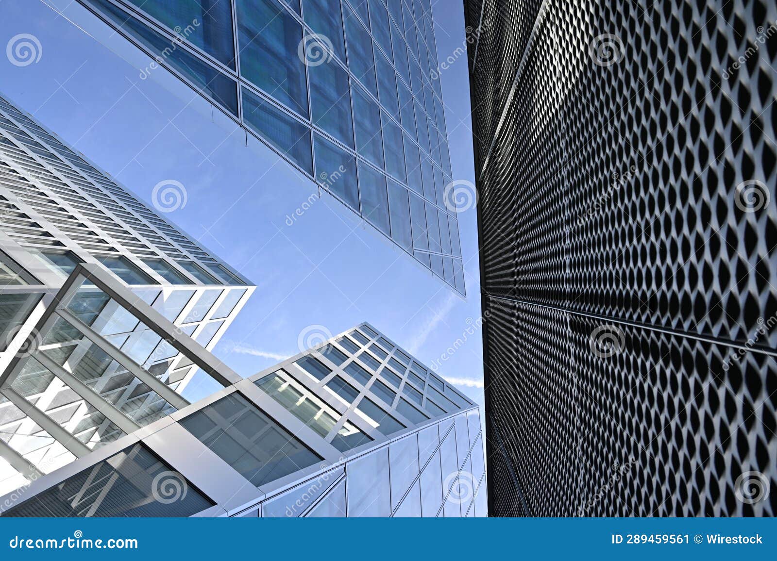 Low Angle of High-rise Modern Architecture Buildings with Metallic ...