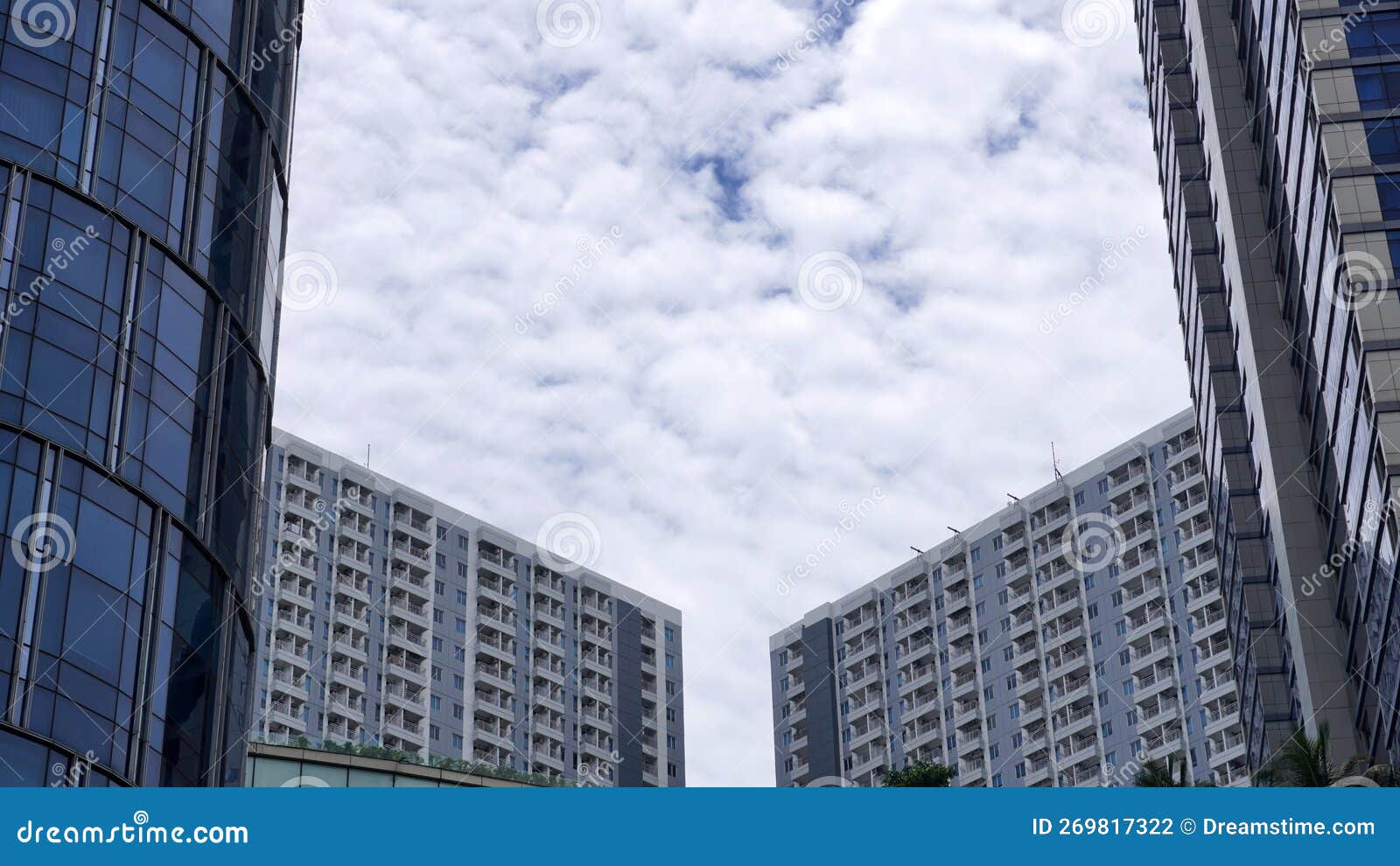 Low Angle High Tower Building with Beautiful Cloud Sky Background Stock ...